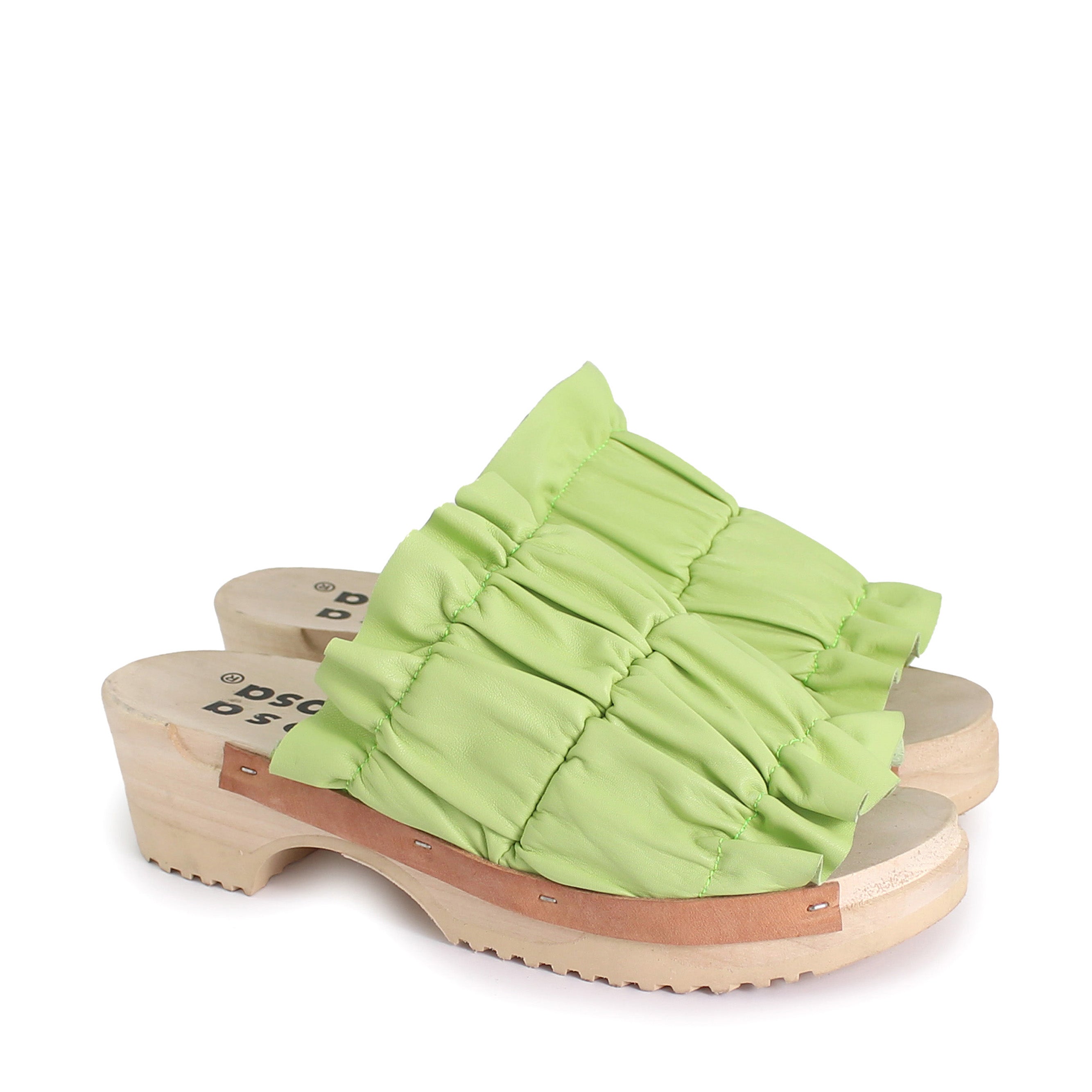 CHLOE + Leather Clogs + Lime – rosa mosa