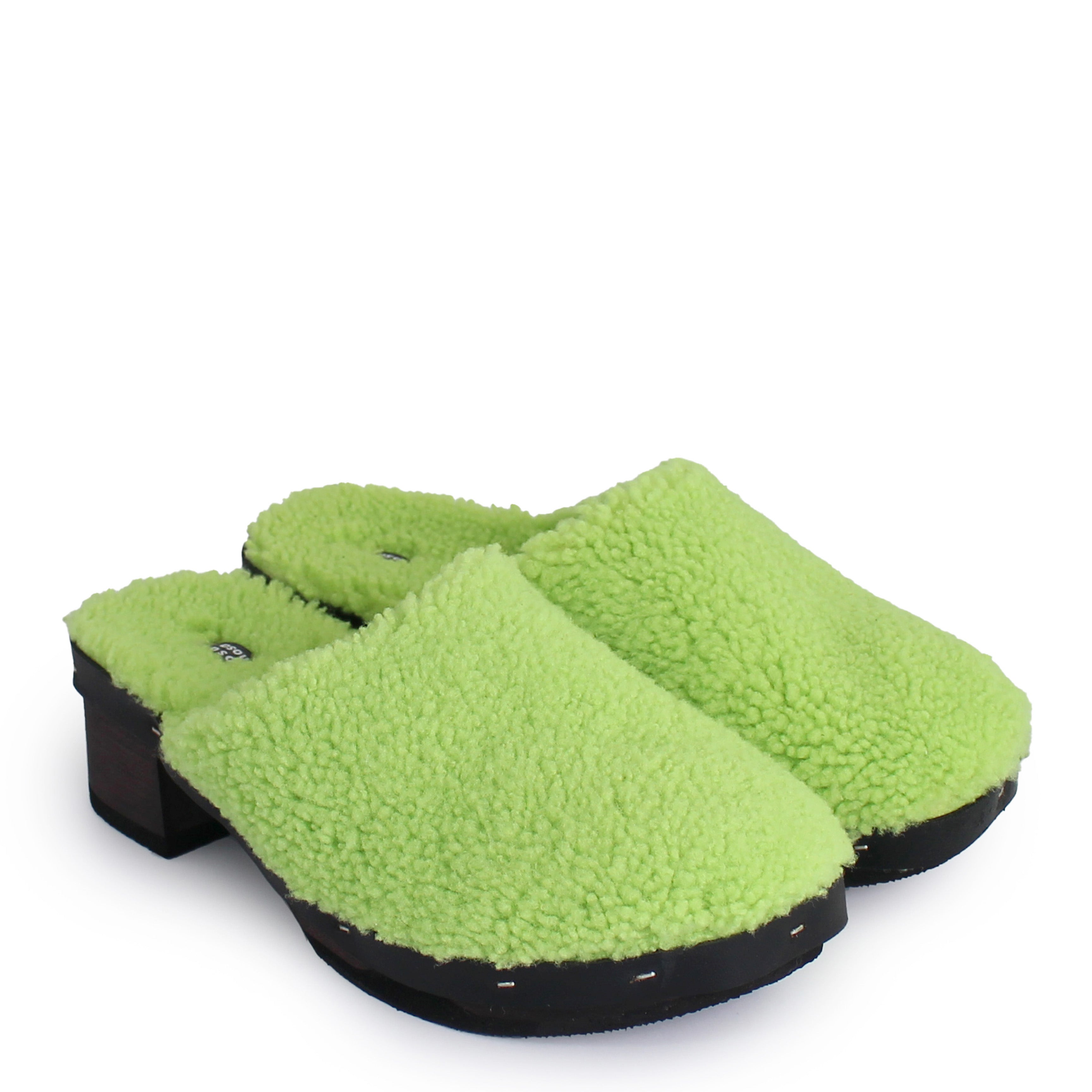 ROCCO FULLY + Shearling Dark Clogs + Lime – rosa mosa