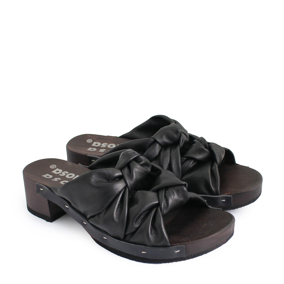 ROCCO X KNOT + Leather Dark Clog Sandals + Black – rosa mosa