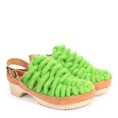 NET PANTO WOOL STRAP + Woven Wool Strap Clogs + Lime Green – rosa mosa