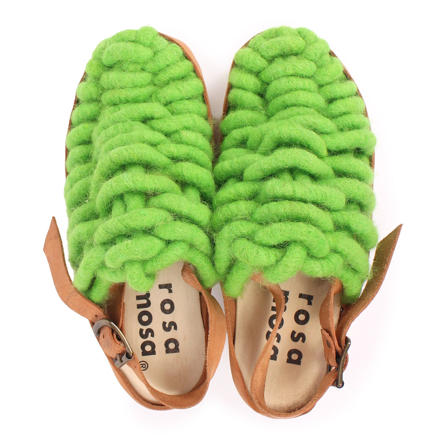 NET PANTO WOOL STRAP + Woven Wool Strap Clogs + Lime Green – rosa mosa