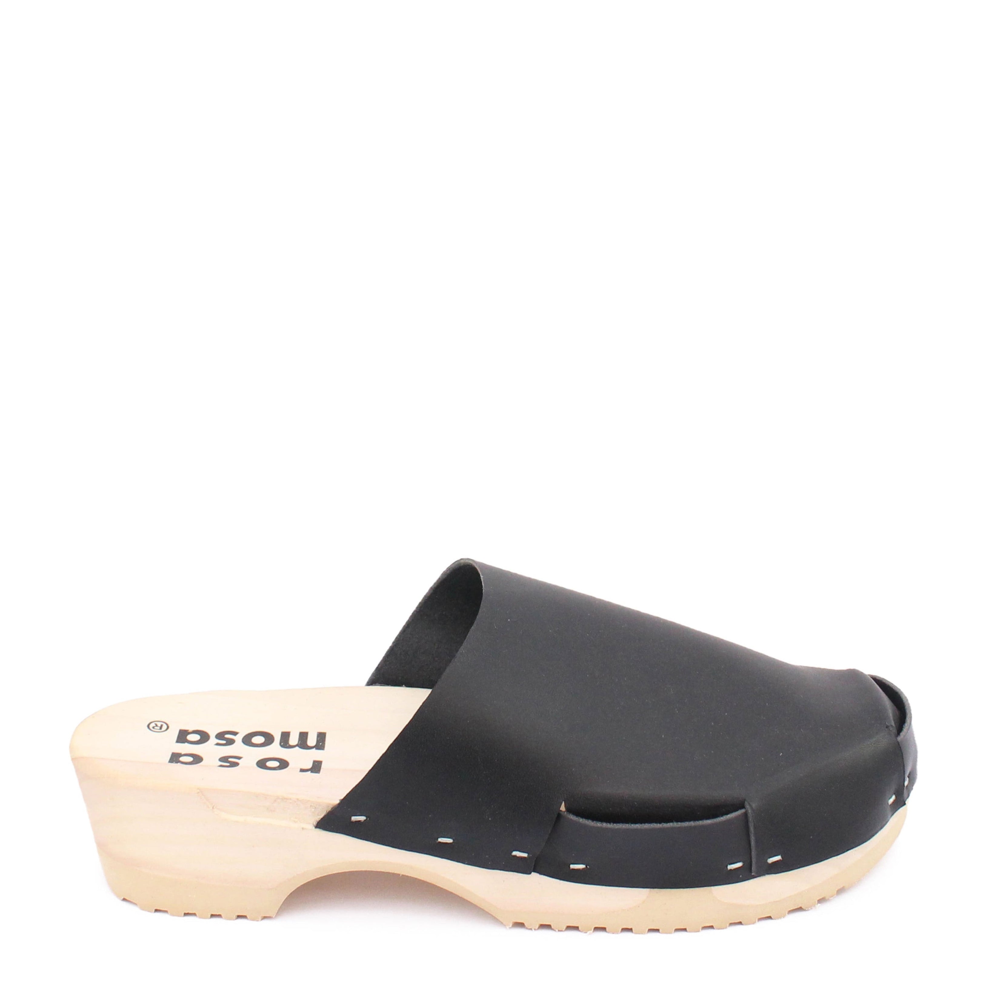DONAU SIMPLE + Leather Clogs + Black – rosa mosa