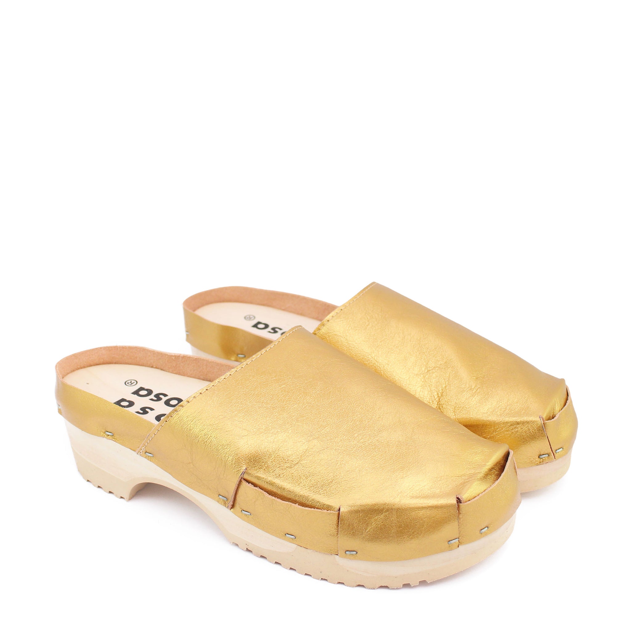 DONAU Metallic + Leather Clogs + Gold – rosa mosa